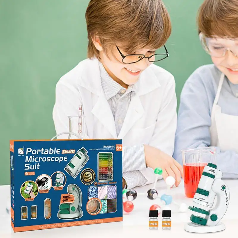 Childrens-Microscope-Set-Beginner-Microscope-Science-Toys-with-LED ...