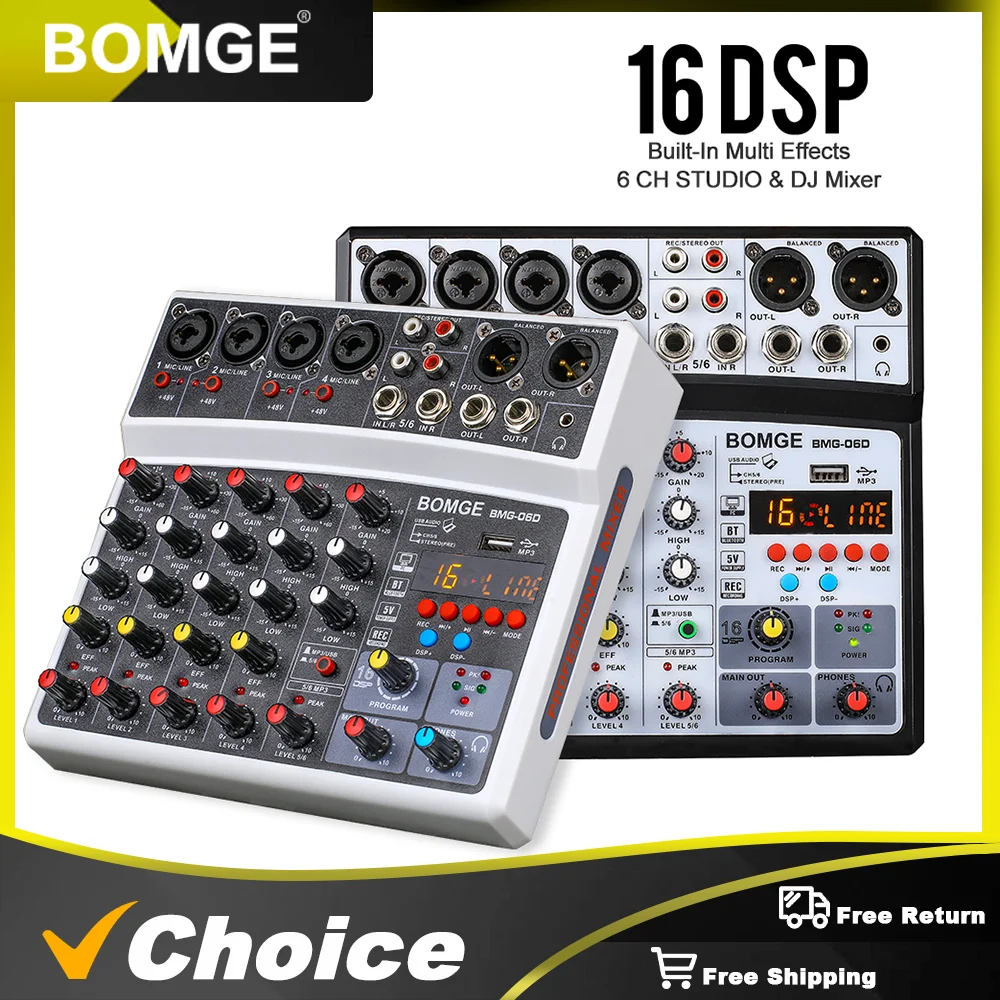 BOMGE-mezclador-de-Audio-inal-mbrico-de-6-canales-consola-mezcladora-port-til-interfaz-USB ...