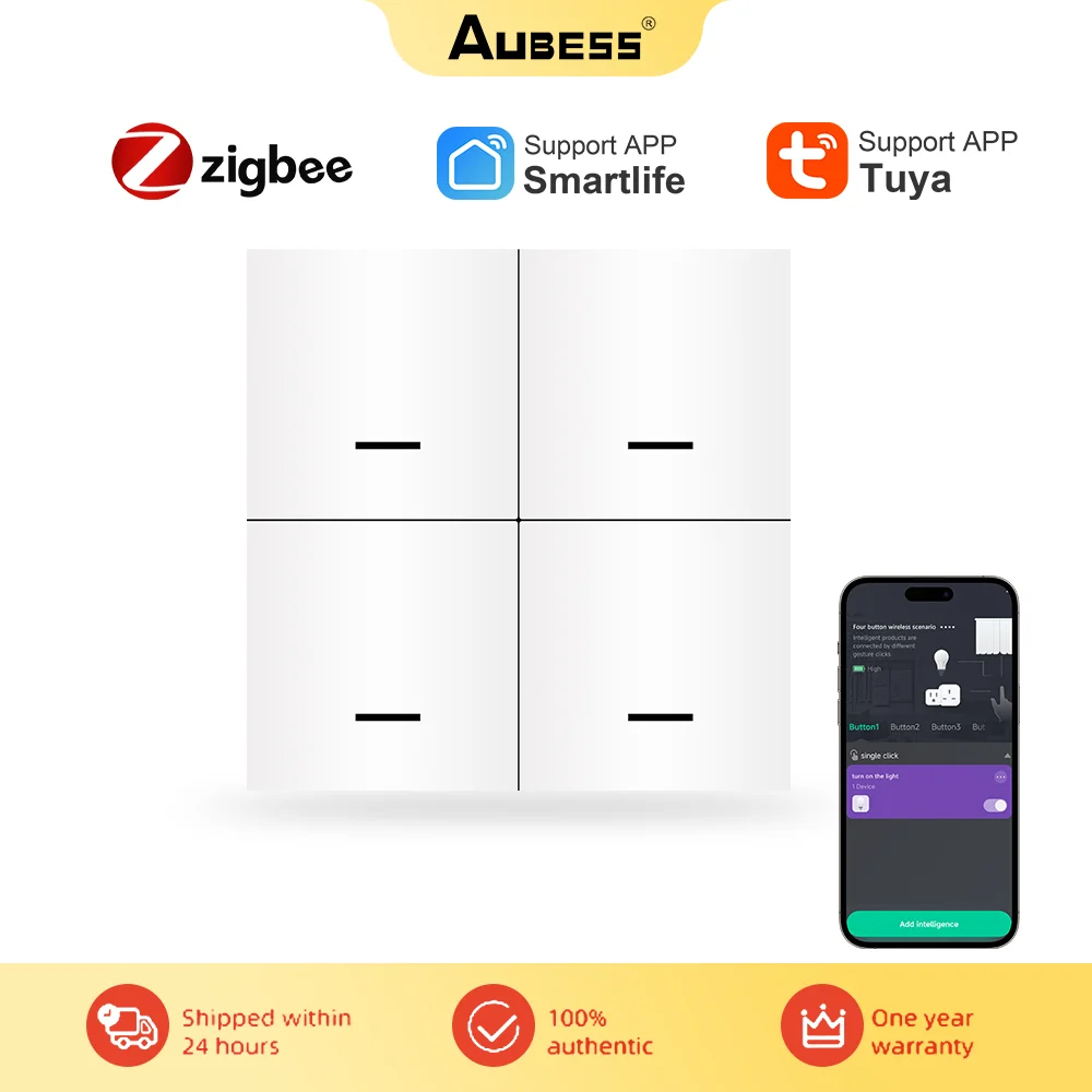 Tuya Mini Switch Inteligente, ZigBee 3.0, 4 Gang, 12 Cena, Controlador ...