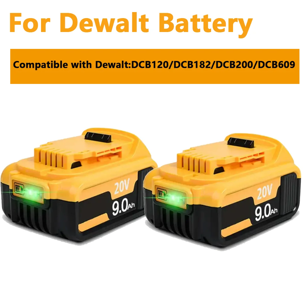 For-Dewalt-9000mAh-20V-Lithium-Battery-DCB200-Replacement-Li-ion ...