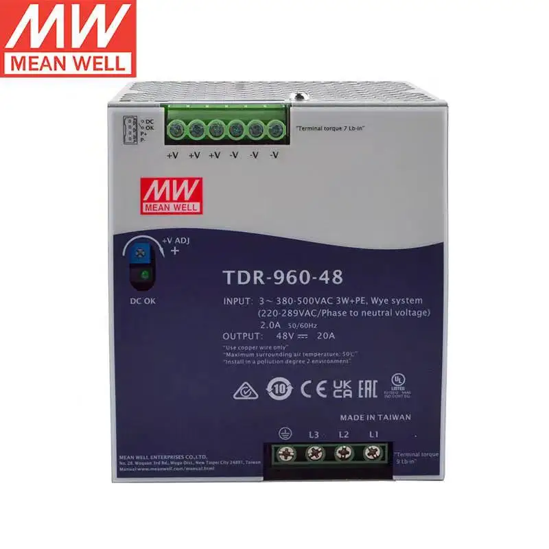 TDR-960-48-48V-20A-960W-For-Mean-Well-Slim-Three-Phase-Industrial-DIN ...