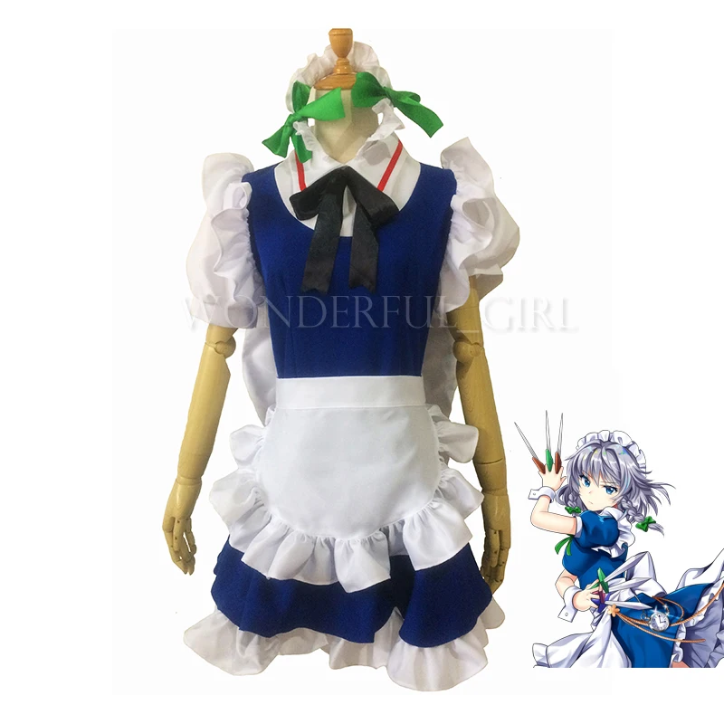 New-Anime-TouHou-Project-Izayoi-Sakuya-Cosplay-Costume-Apron-Maid-Dress ...