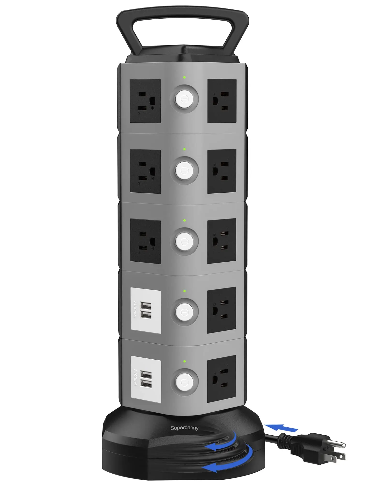 SUPERDANNY-Surge-Protector-Power-Strip-Tower-3000W-13A-18-Outlet-4-2A-4 ...