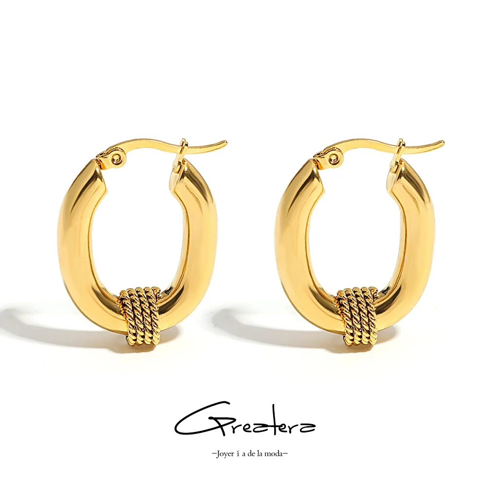 Greatera Stainless Steel Twisted U-Shaped Hoop Earrings for Women Gold ...