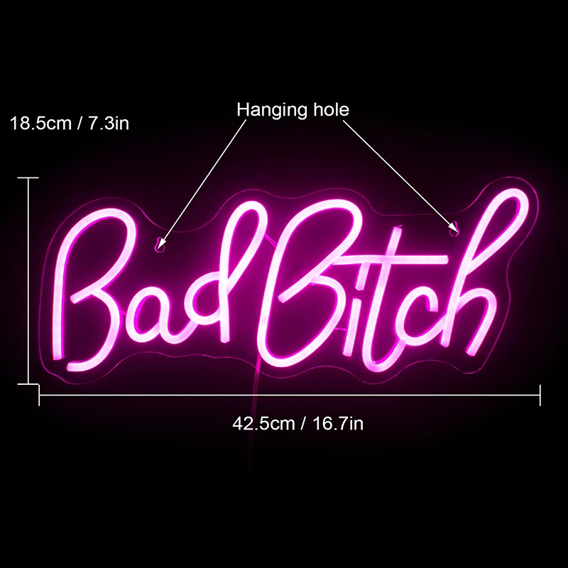 Wanxing Led Neon Bad Bitch Personality Signs For Wall Decor Usb Bedroom Home Decorations Party ...