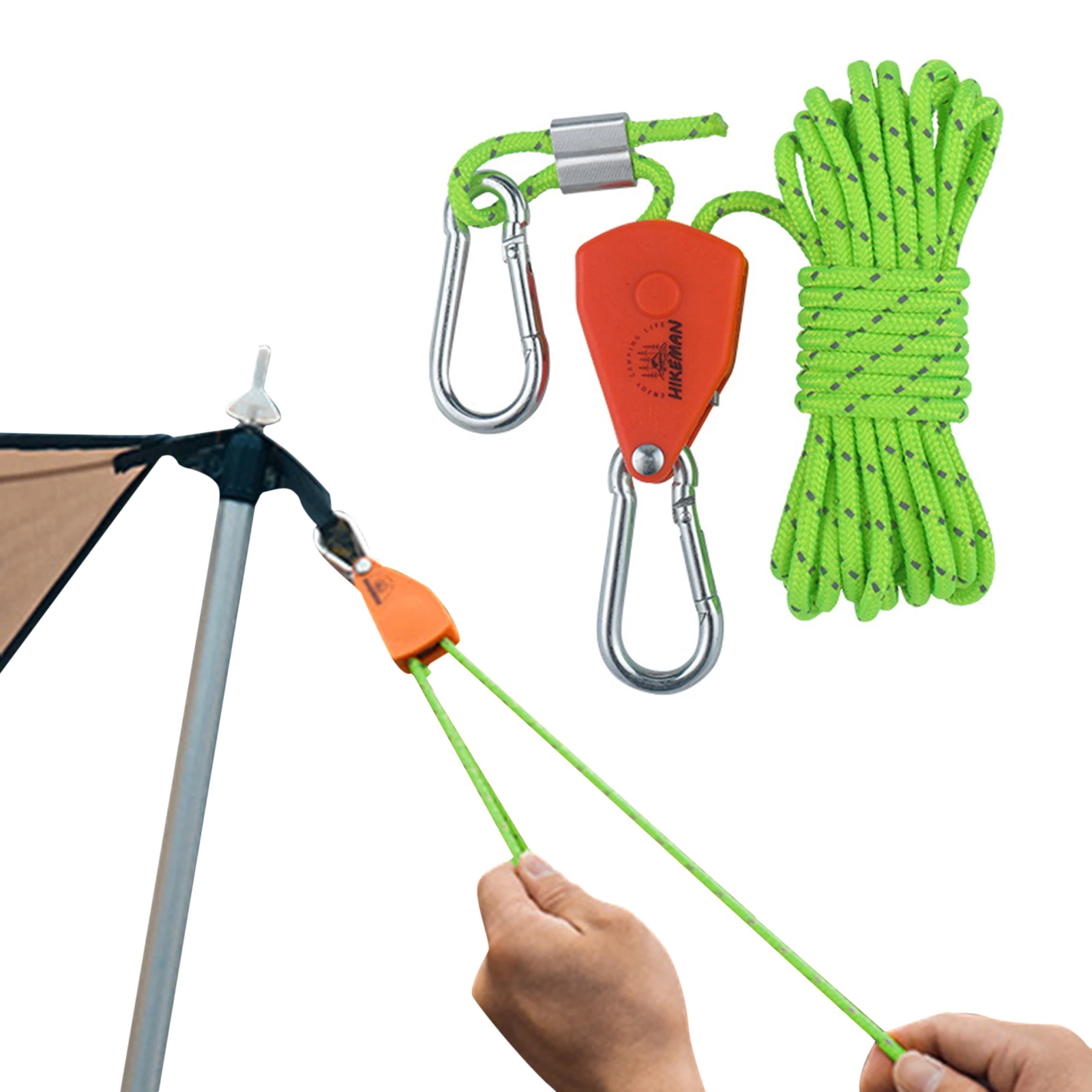Reflective-Camping-Rope-Adjustable-Pulley-With-Carabiner-Camp-Guyline ...