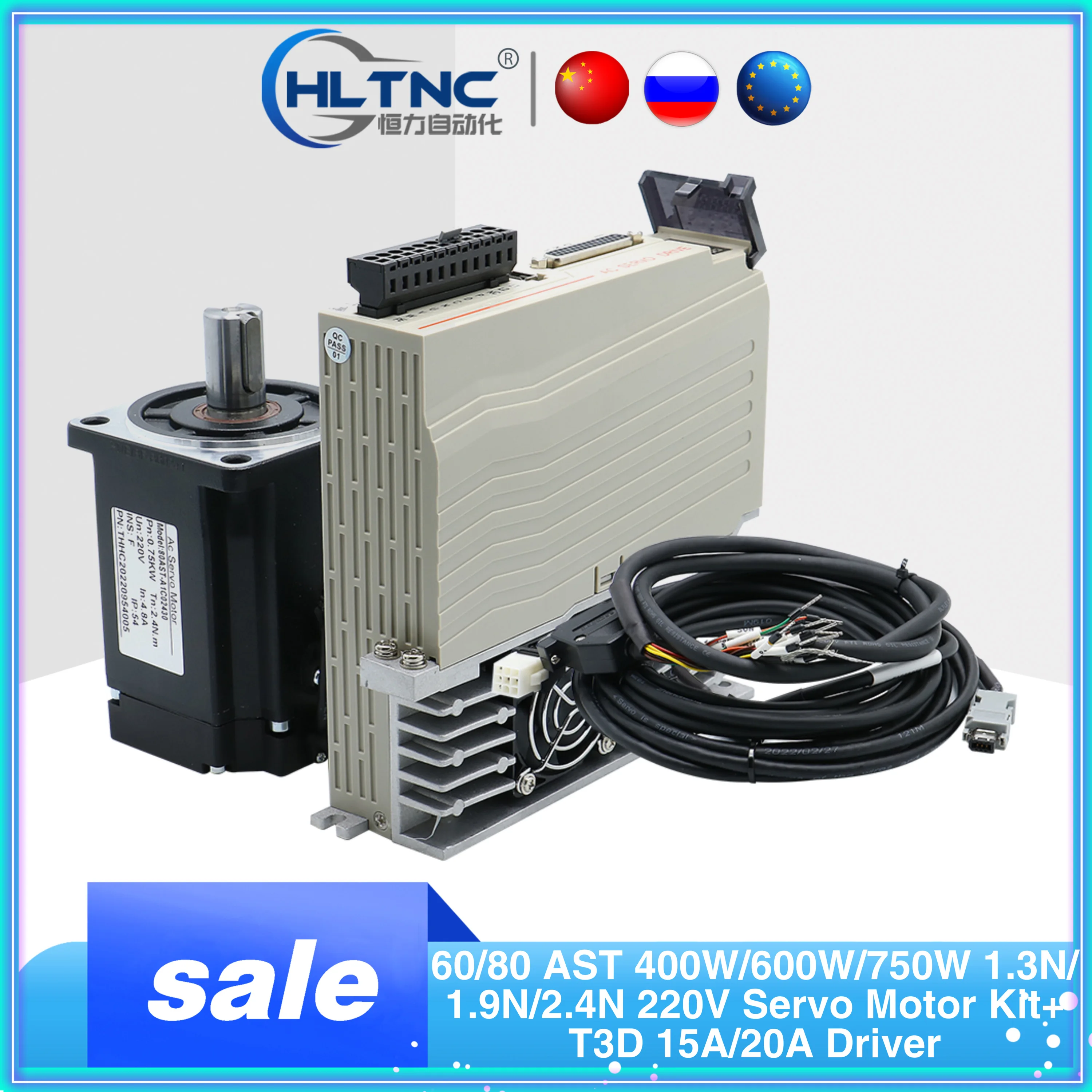 AC Servo Motor 0.4KW 0.6KW 0.75kw 1KW 220V 600W 800W 1.3N/1.9N/2.4N/3.8N Engine Matched T3D-L15A ...
