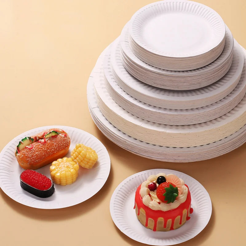 50pcs6-7-9-Disposable-Party-Food-Paper-Plates-White-Colorful-Childdiy ...