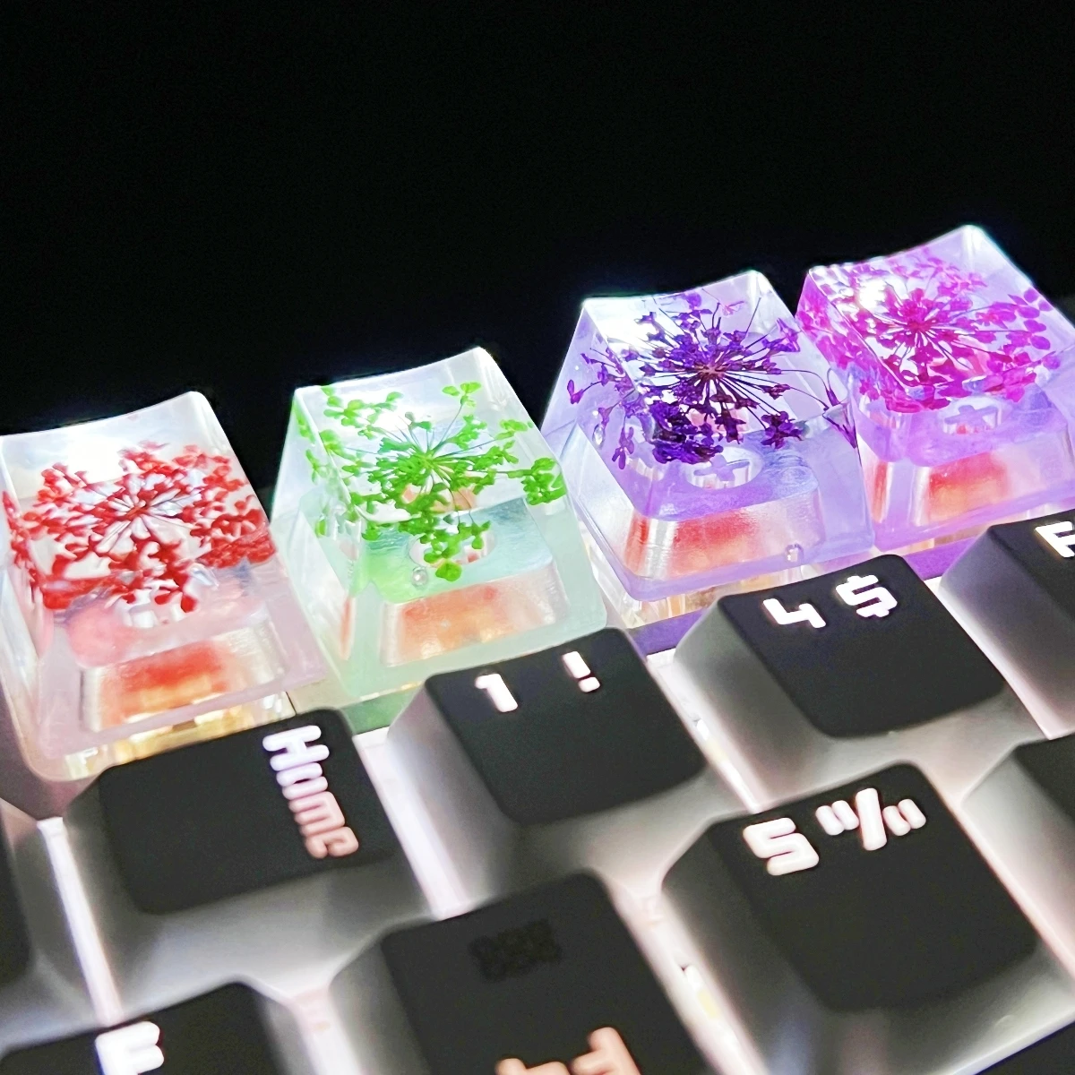 4pcs-set-Translucent-Flower-Pattern-Keycaps-Suitable-For-Mechanical ...