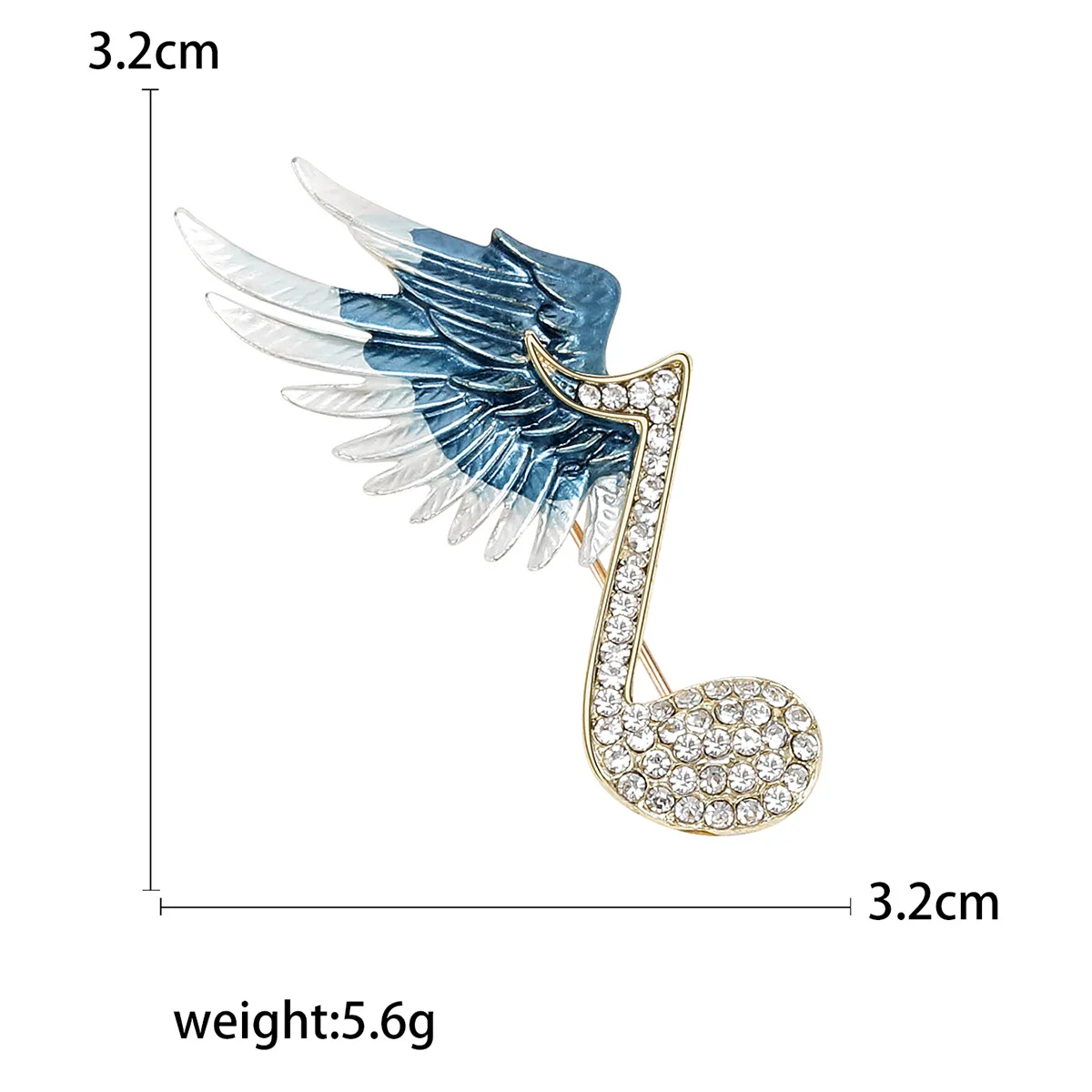 Elegant-Rhinestone-Music-Note-Wing-Brooches-For-Women-Unisex-Trendy ...