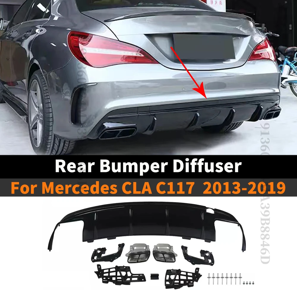 Accessories Sport Rear Bumper Lip Diffuser For Mercedes Benz CLA W117 ...