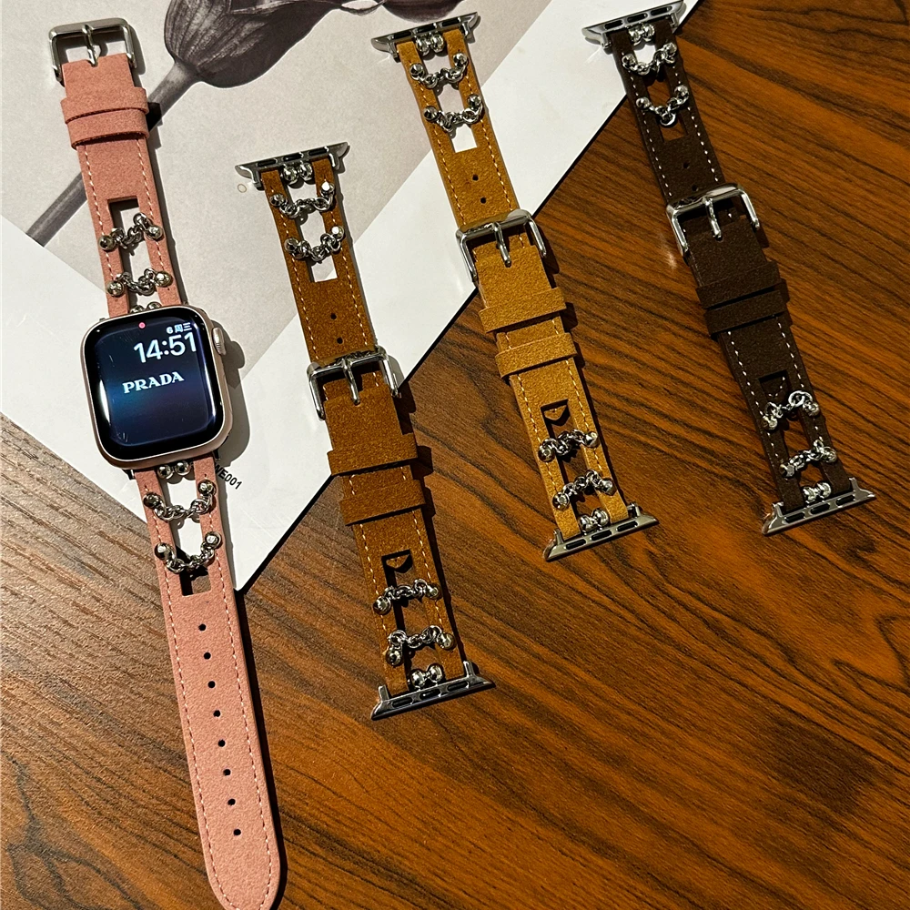 Fashion-Punk-Suede-Leather-Band-for-Apple-Watch-Series-Ultra9-8-7-6 ...