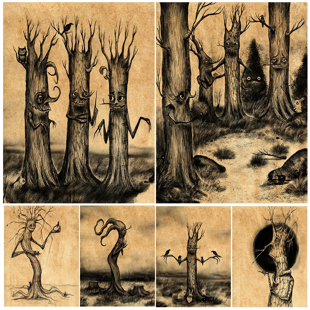 Collection-Of-Stories-About-Tree-Spirits-Vintage-Wall-Art-Canvas ...
