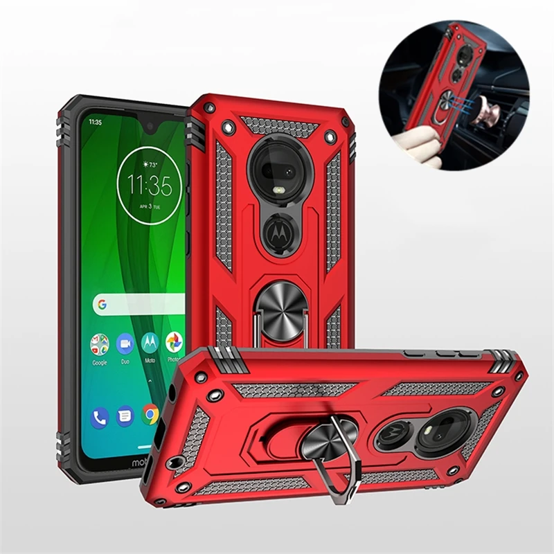 For Motorola Moto G7 Power Case Shockproof Armor Car Magnetic Metal ...