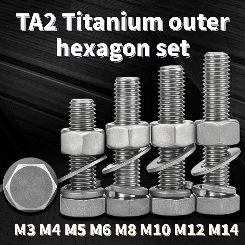 1Set-TA2-Pure-Titanium-External-Hexagon-Screws-Flat-Washer-Spring ...