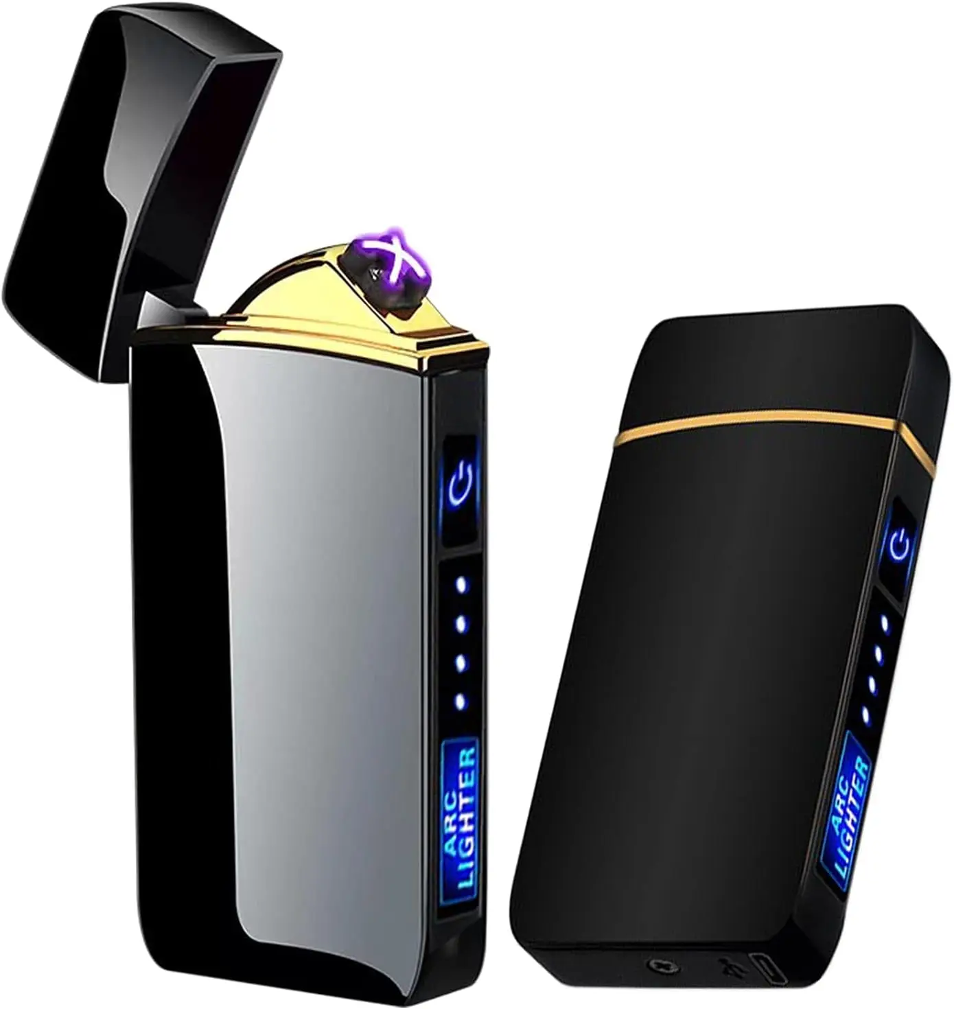 Smart-Windproof-Electric-Metal-Lighter-Flameless-Plasma-Lighter-Double ...