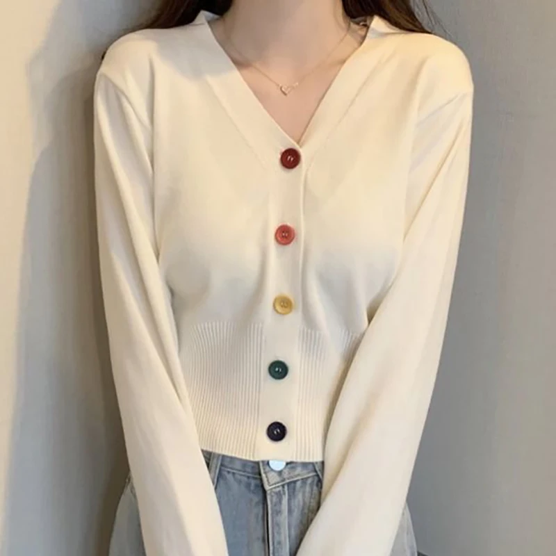 HELIAR-Women-V-Neck-Single-breasted-Cardigan-Sweater-Long-Sleeve-Solid ...