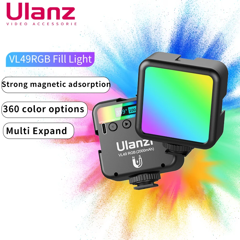 Ulanzi-VL49-RGB-Video-Lights-Mini-LED-Camera-Light-2000mAh-Rechargable ...
