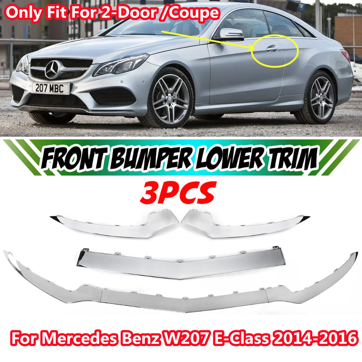 RM-CAR-W207-Car-Front-Bumper-Lip-Body-Kit-Spoiler-Splitter-Diffuser ...