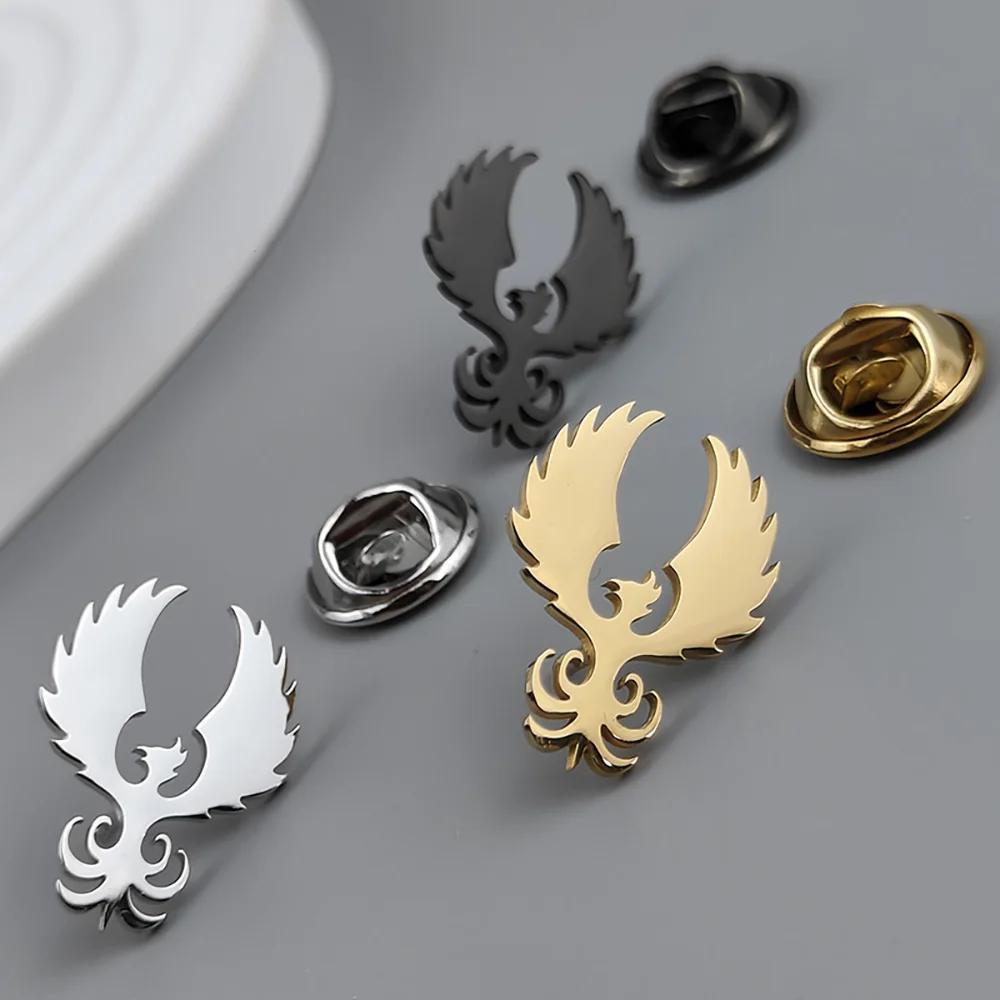 Retro-Phoenix-Male-Brooches-Gold-Plated-Stainless-Steel-Animal-Lapel ...