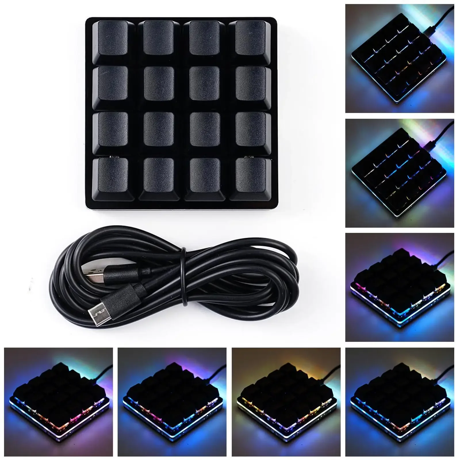 Mini-Black-16-Keys-Custom-Mechanical-Keyboard-9-Keys-Programmable ...