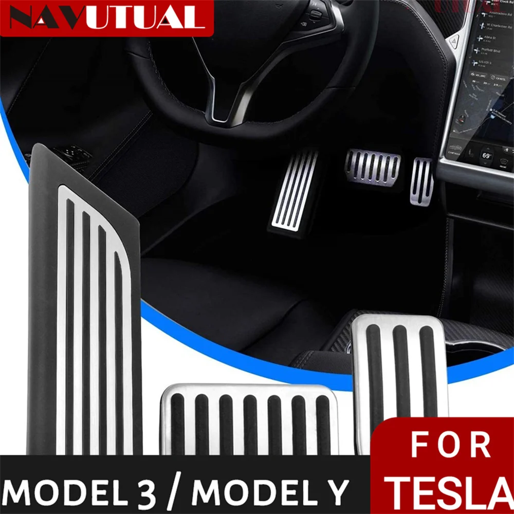 For-Tesla-Model-3-Y-X-S-2023-Anti-Slip-Foot-Pedal-Pads-Aluminum ...