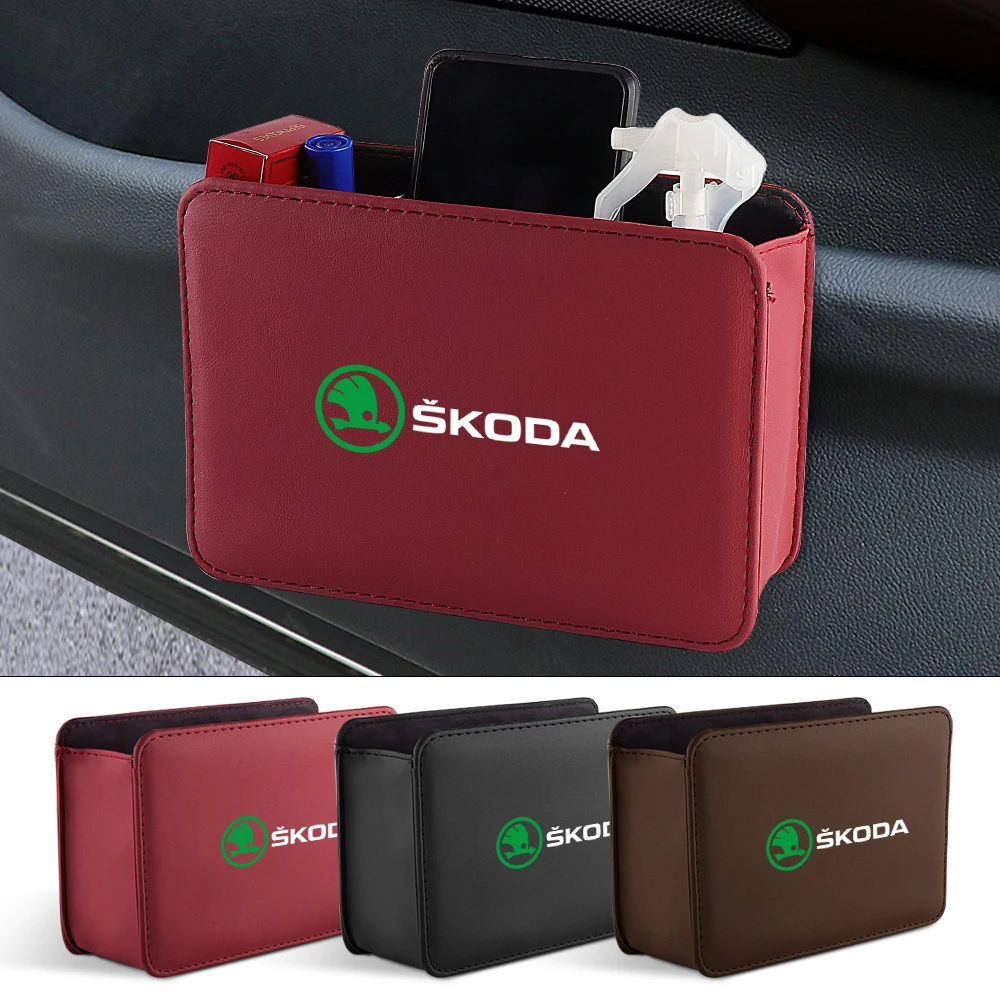 Leather-Car-Door-Storage-Box-Under-Seat-Back-Trash-Bag-Auto-Interior ...
