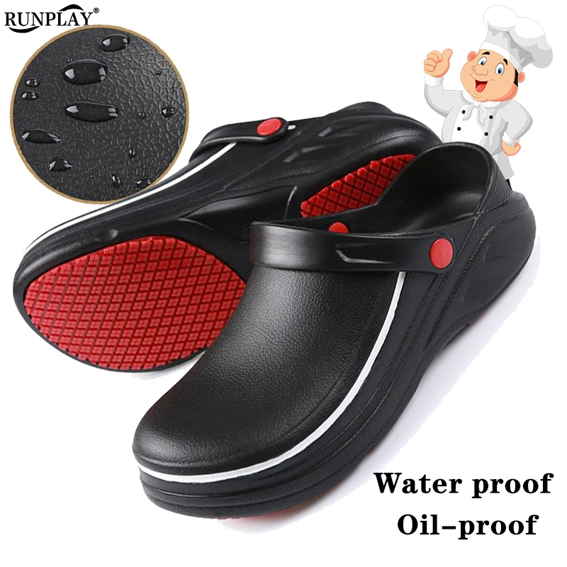 Unisex Work Chef Shoes Kitchen Waterproof Oil proof Slippers Hotel ...