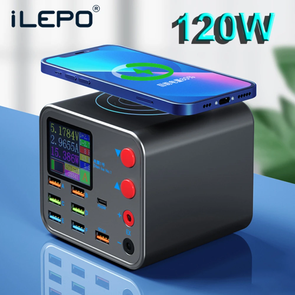 ILEPO-120W-USB-Charger-Station-With-LED-Screen-Display-8-Port-USB-QC3-0 ...