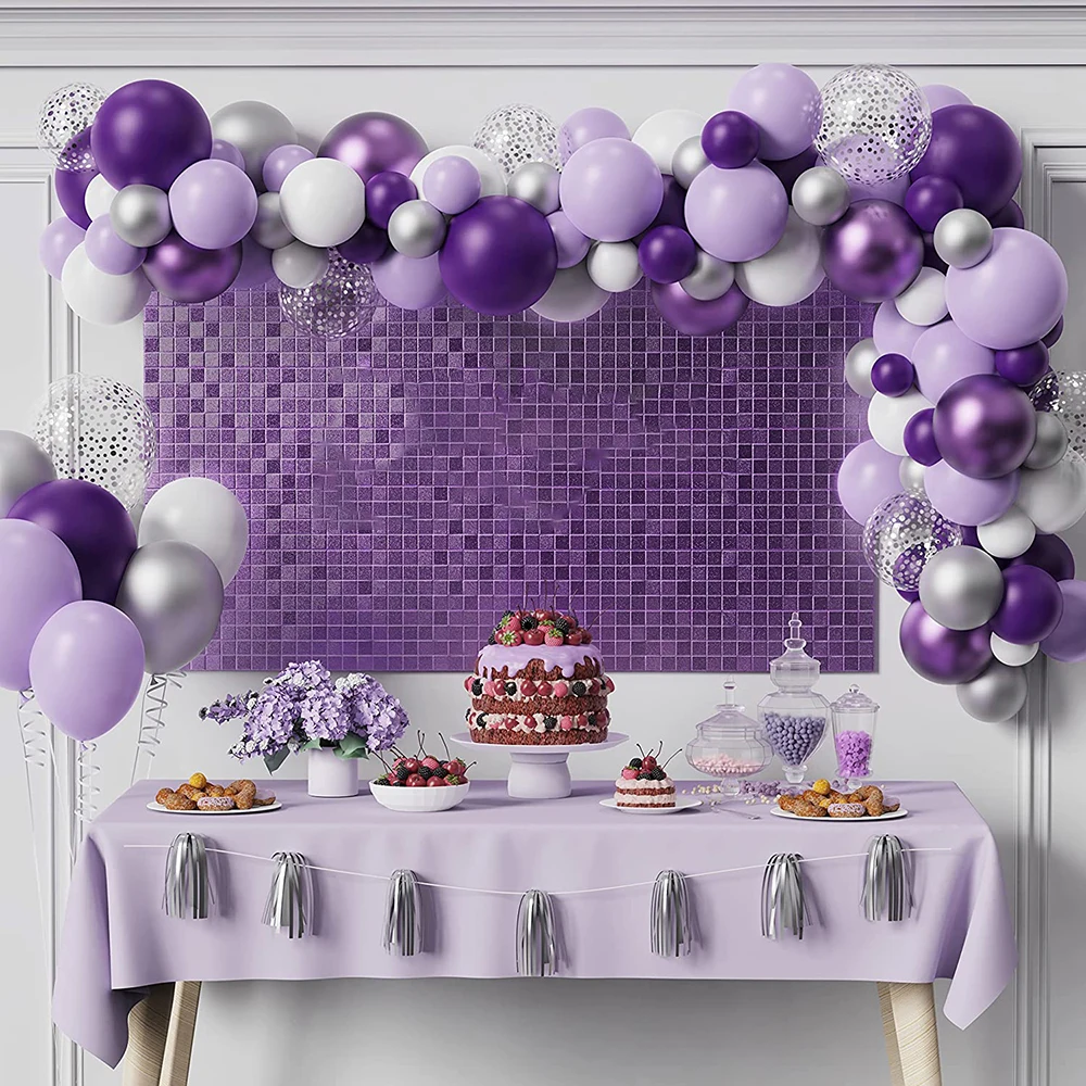 100Pcs Dark Purple Light Balloon Arch Kit Garland Metal Purple Silver ...