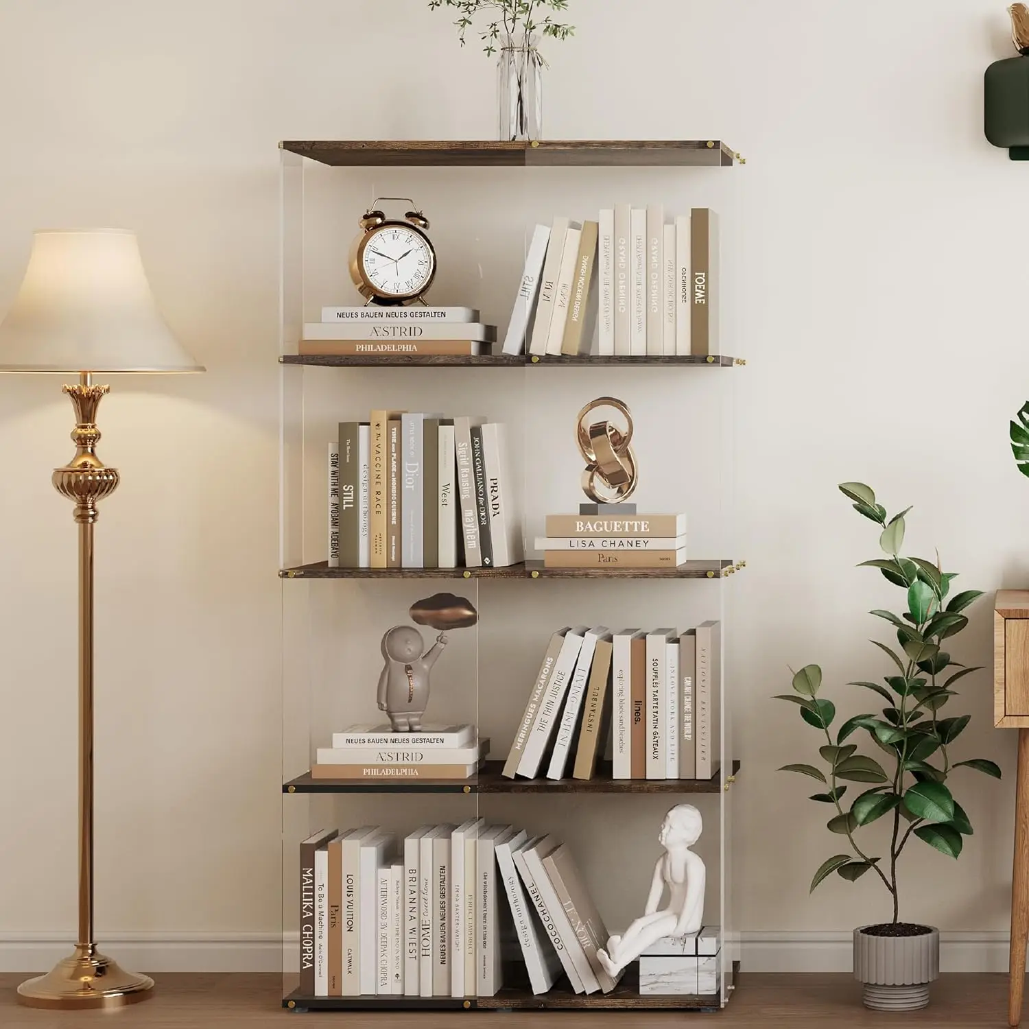5-Tier-Display-Cabinet-Bookshelf-Collection-Book-Case-Floor-Standing ...