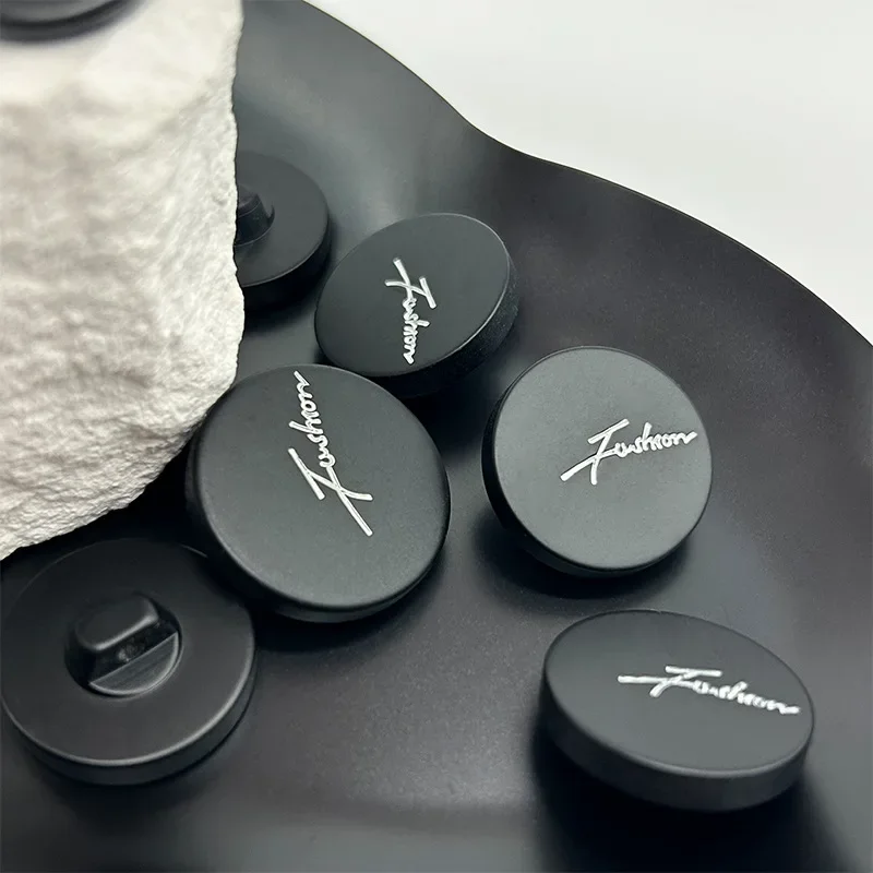 10pcs Black Fashion Buttons 15/20/25mm Round Smooth Resin Shank Buttons ...