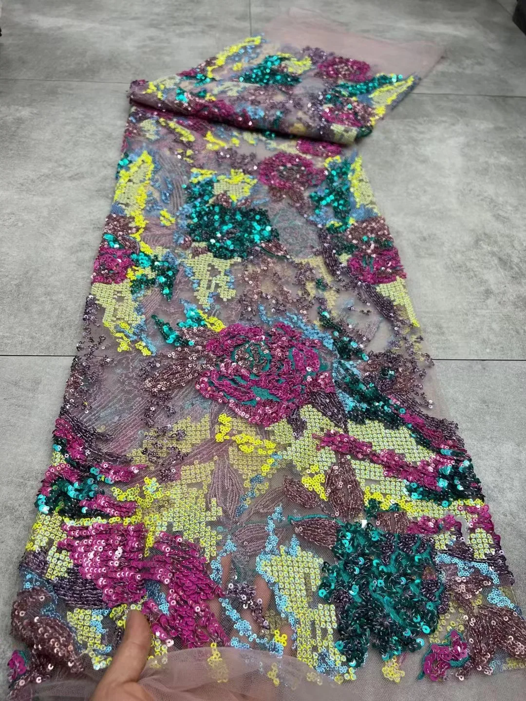 Top-Quality-Multicolor-Sequin-African-lace-Sequined-Thread-Embroidery ...