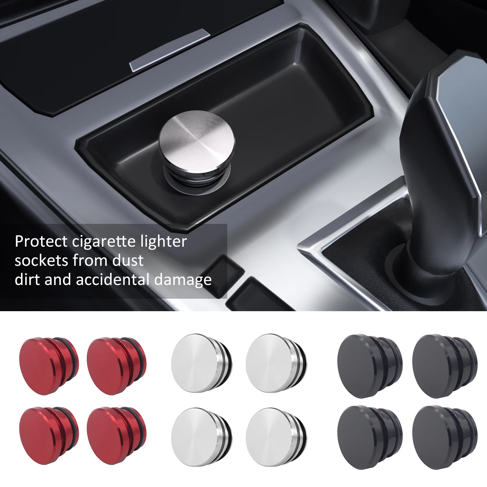 4 Pce Universal Cigarette Lighter Cover Cap Aluminium Alloy Waterproof ...