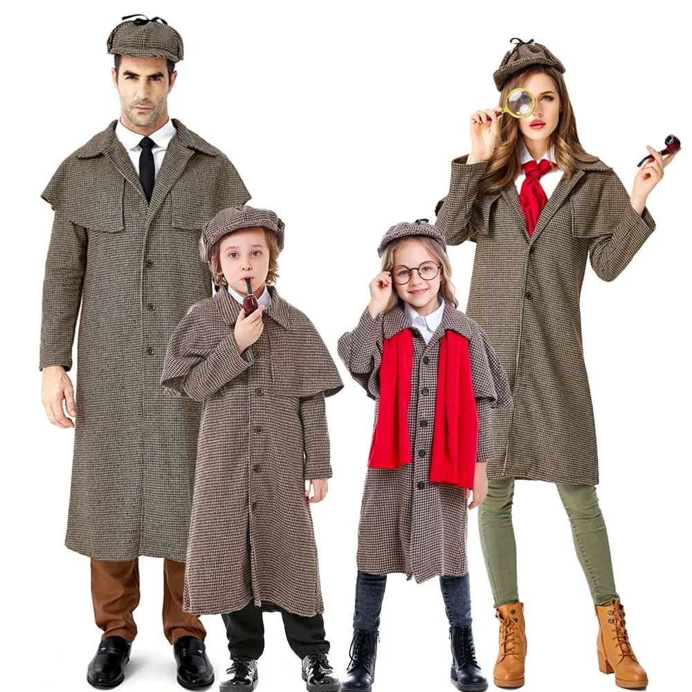 Disfraz-de-Detective-mayor-para-hombre-y-mujer-abrigo-de-cuello-alto-a ...