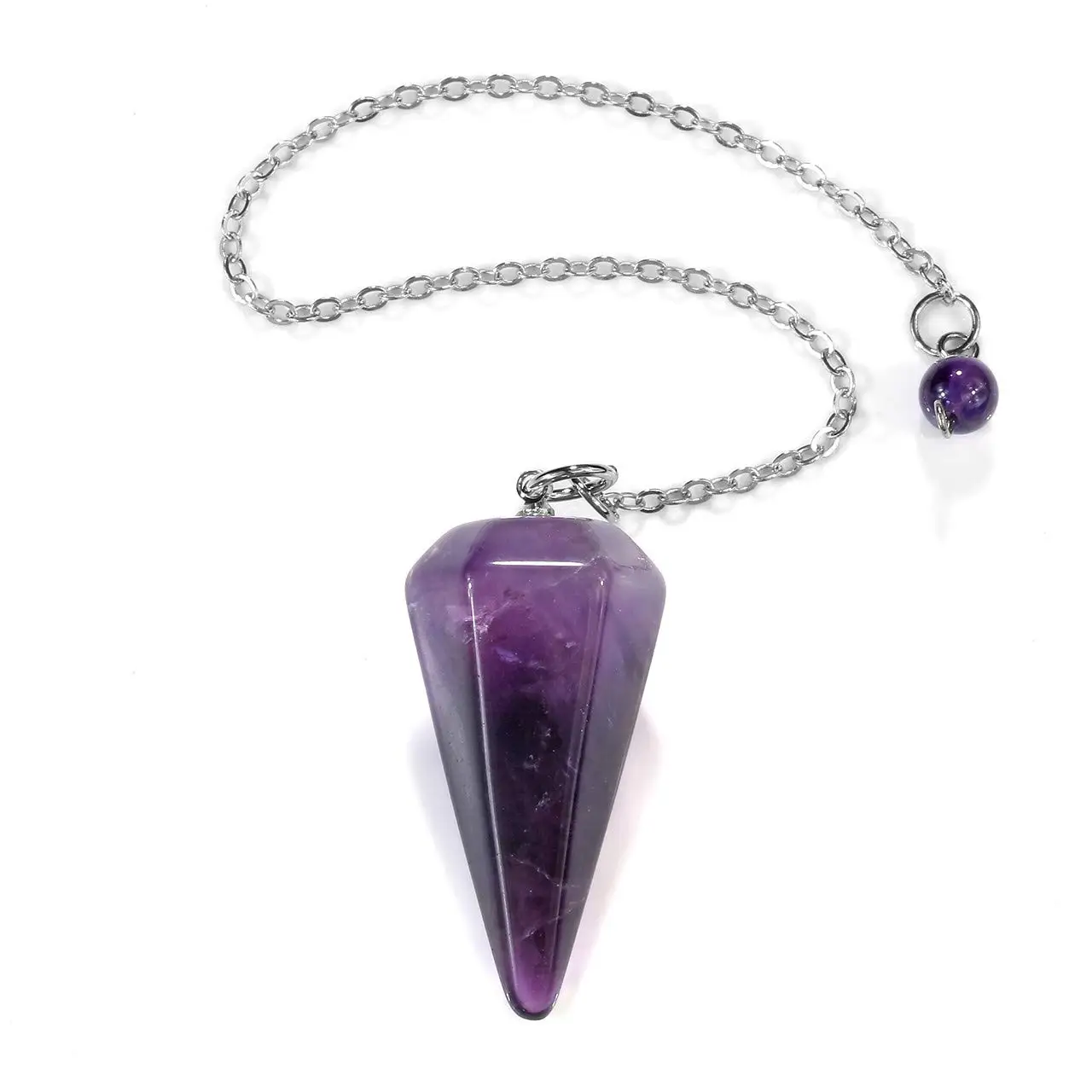 Natural-Amethysts-Crystal-Pendulum-for-Divination-Reiki-Faceted-Point ...