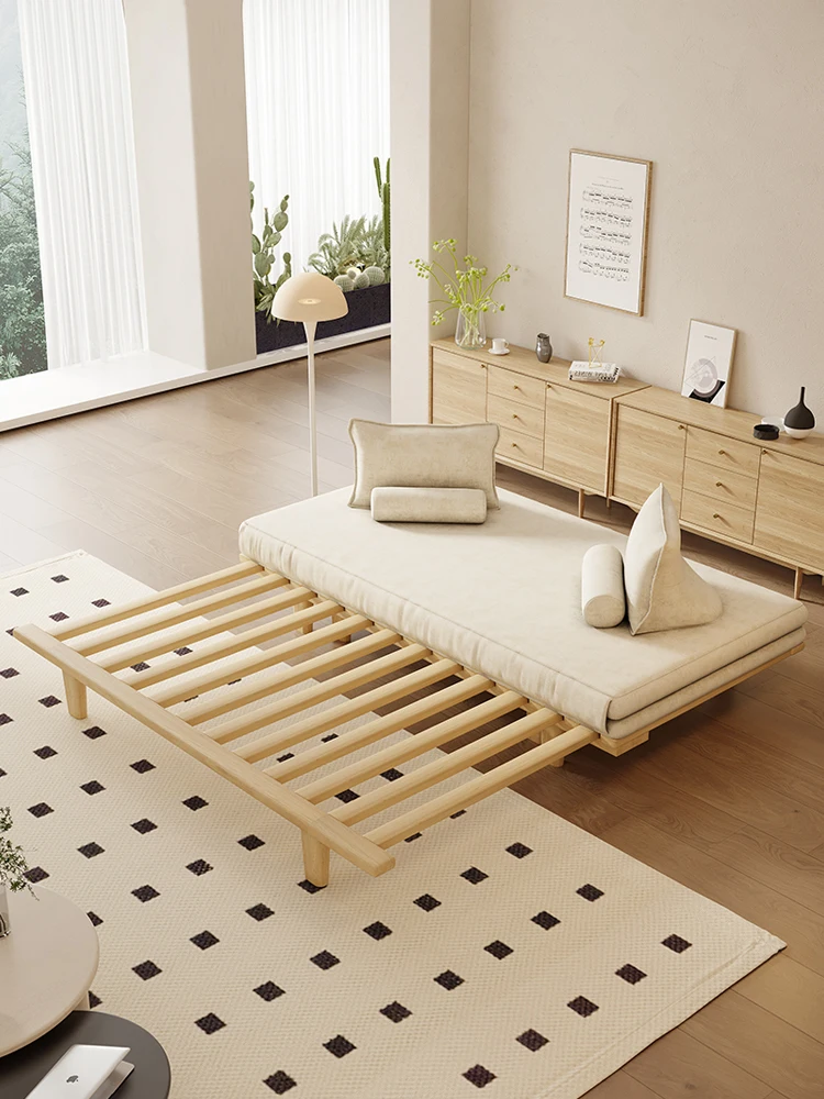 Japanese-style-bedless-sofa-bed-solid-wood-foldable-pull-out-dual ...