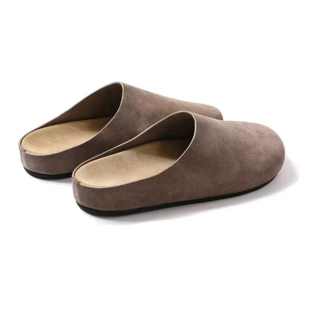 New Women Suede Mules Shoes Designer Flat Round Toe Casual Comfort ...