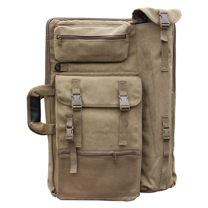 New-Khaki-Art-Bag-A2-Large-Art-Portfolio-Backpack-Thickened-Canvas ...