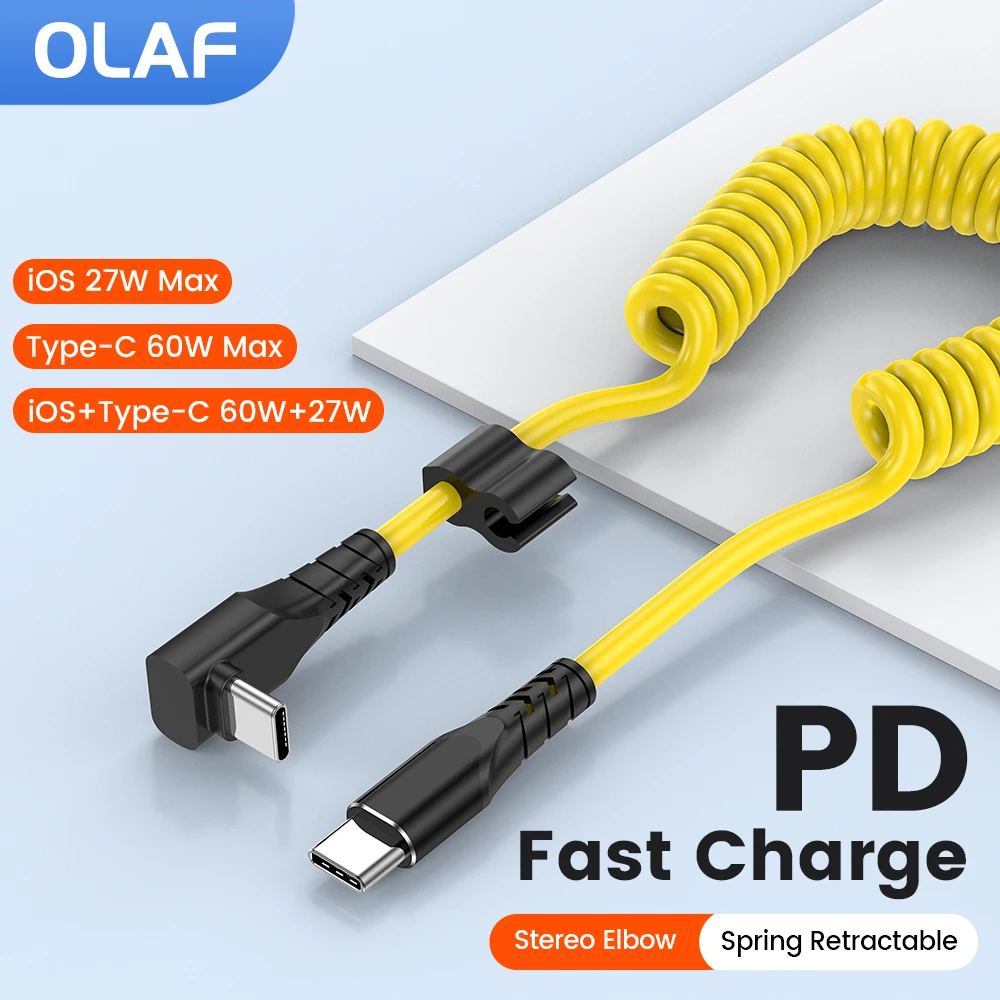 1-5M-Retractable-Car-Spring-Data-Cable-Elbow-Type-C-To-Type-C-Fast ...