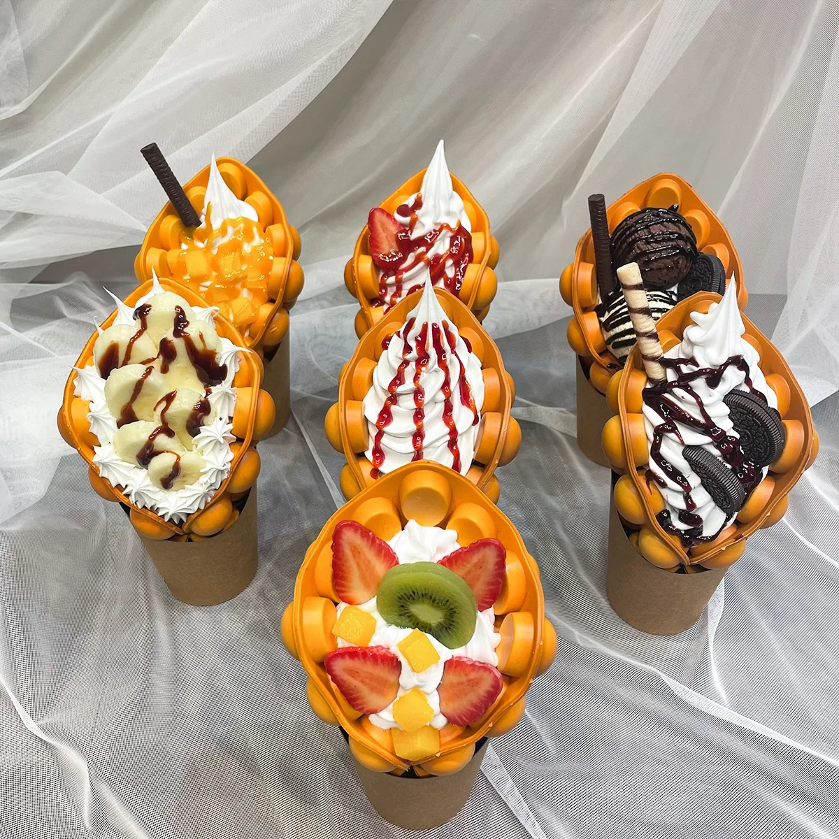 Fake Food Display Simulation Egg Waffle Ice Cream Model Artificial ...