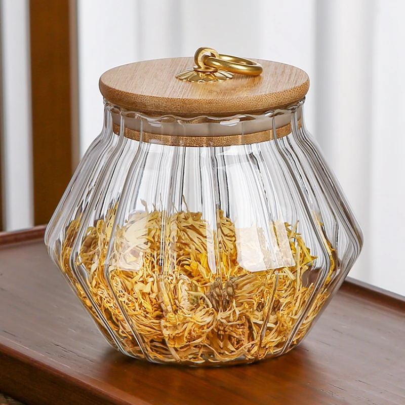 Tea-jar-Flower-tea-jar-Glass-sealed-jar-coffee-bean-jar-Household-tea ...