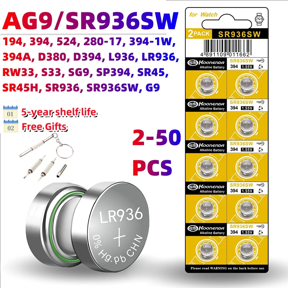 Alkaline-Button-Cell-Battery-AG9-SR936SW-394-LR936-Batteries-1-55v-for ...