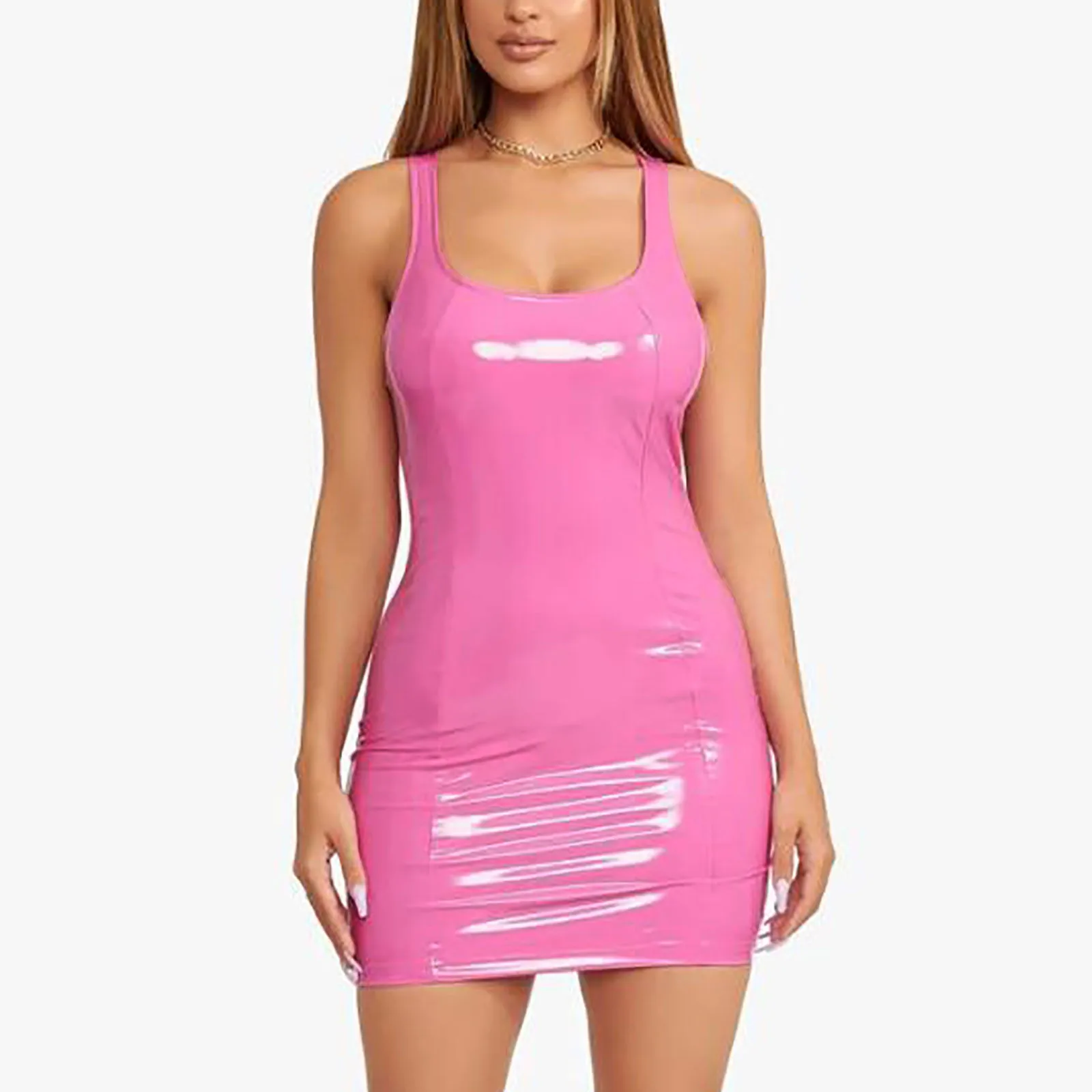 Bodycon-Pu-Leather-Mini-Dress-Women-s-Push-Up-Strapless-Glossy-Leather ...