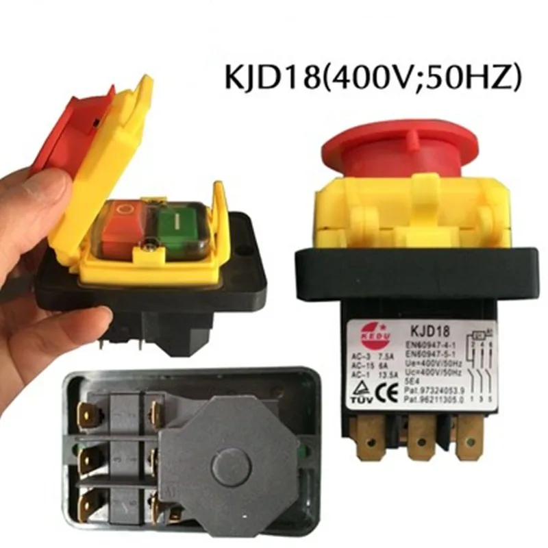 KJD18-7Pins-15A-400V-Waterproof-Electromagnetic-Emergency-Push-Button ...