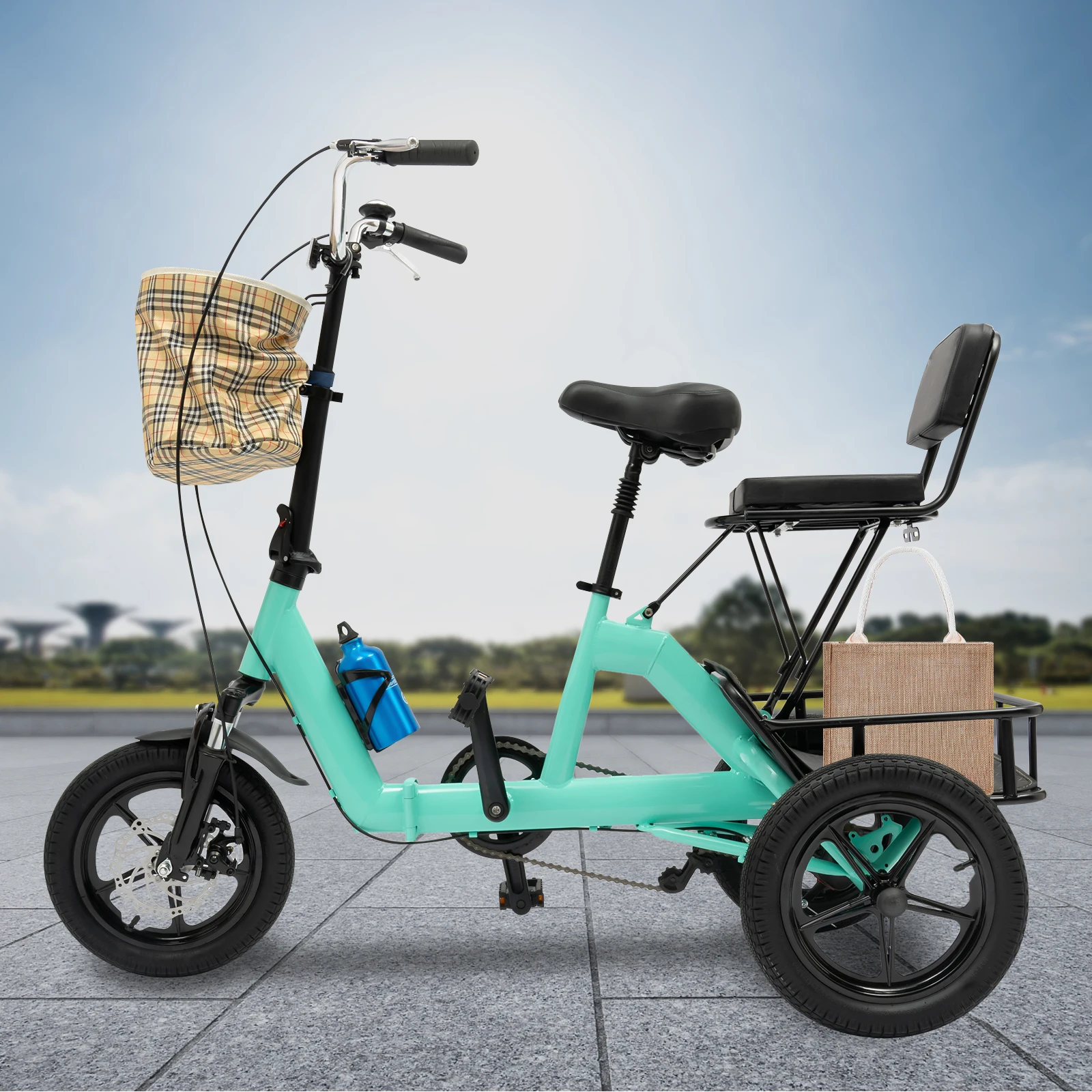14-Inch-Cyan-Folding-and-Portable-Tricycle-High-Carbon-Steel-and ...