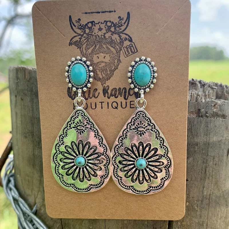 Country-Western-Jewelry-Faux-Turquoise-Stone-Earrings-for-Women ...