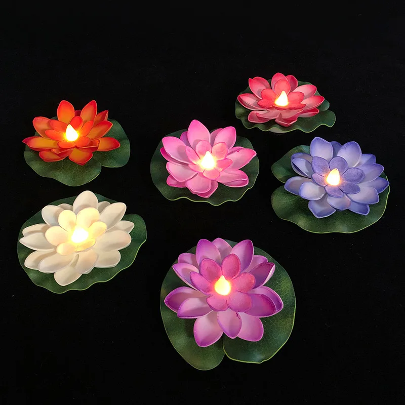 LED-Lotus-Night-Lamp-Floating-Water-Sensor-Flower-Lamps-Garden-Fish ...