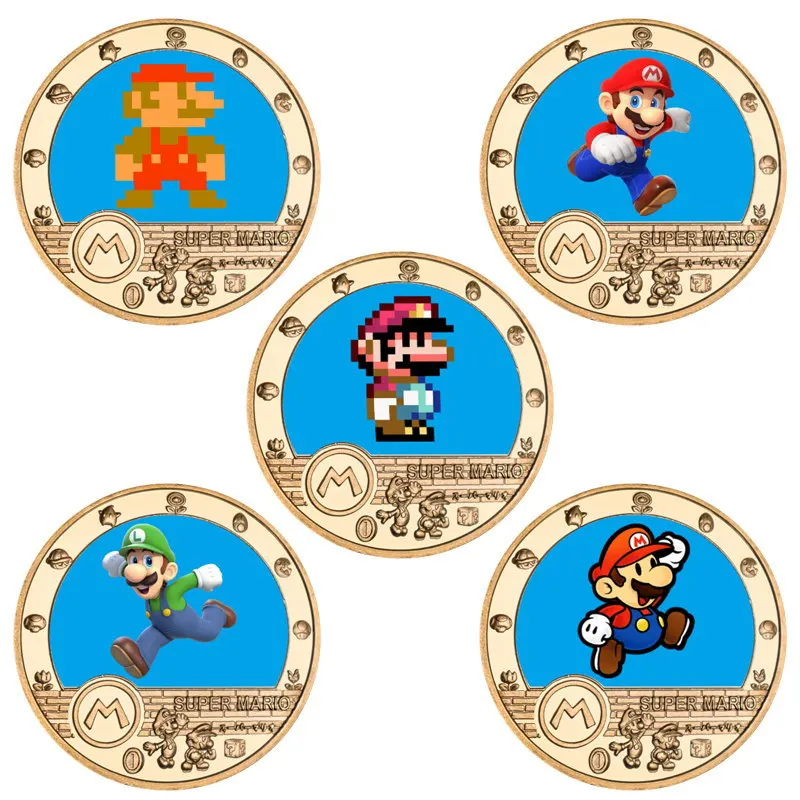 5pcs-Gold-Super-Mario-Coin-Bandai-Commemorative-Coins-Anime-Cartoon ...