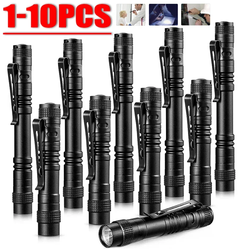 1-10PCS Mini Portable Flashlight Pocket Bright High Power Handheld Pen ...